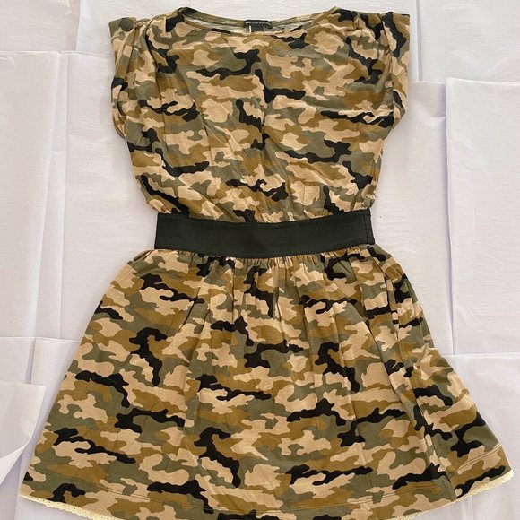 Mango | Dresses | Camouflage Print Cotton Dress Camo Sundress Lace Trim ...